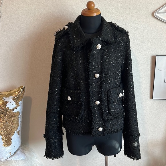 Dolce Cabo | Jackets & Coats | Shimmery Dolce Cabo Tweed Jacket Black ...